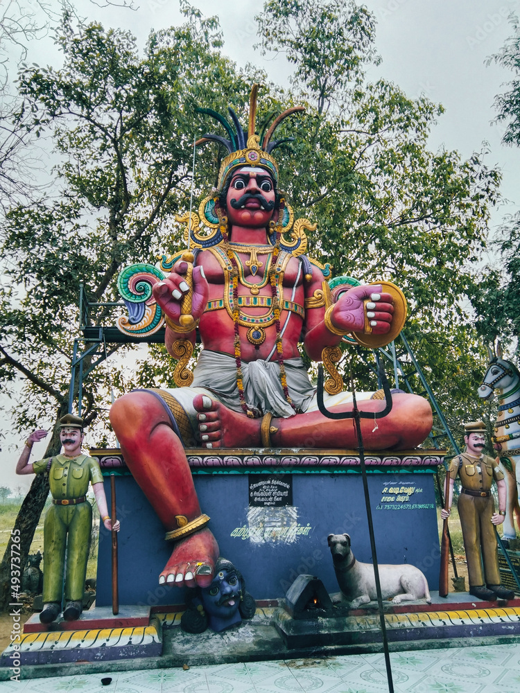 statue of lord Ayyanar Hindu temple Stock Photo | Adobe Stock