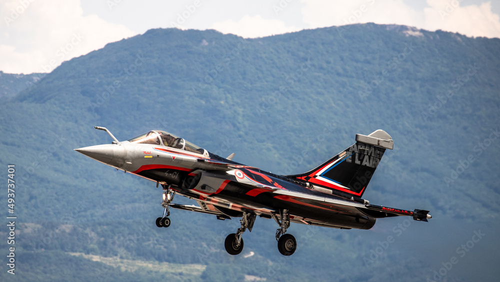 Dassault Rafale solo display at takeoff Stock Photo | Adobe Stock