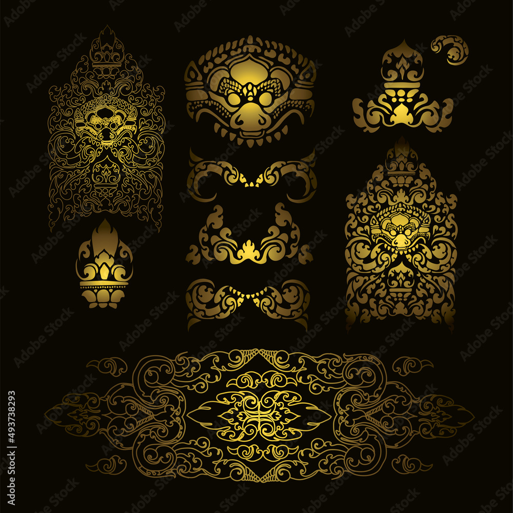 Cambodian gold traditional pattern background. Vector illustration ...