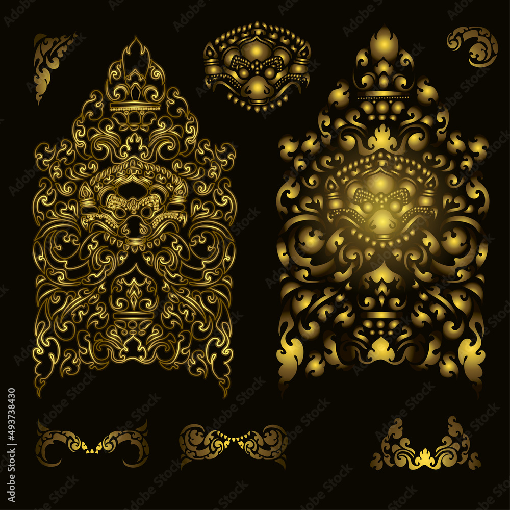 Cambodian gold traditional pattern background. Vector illustration ...