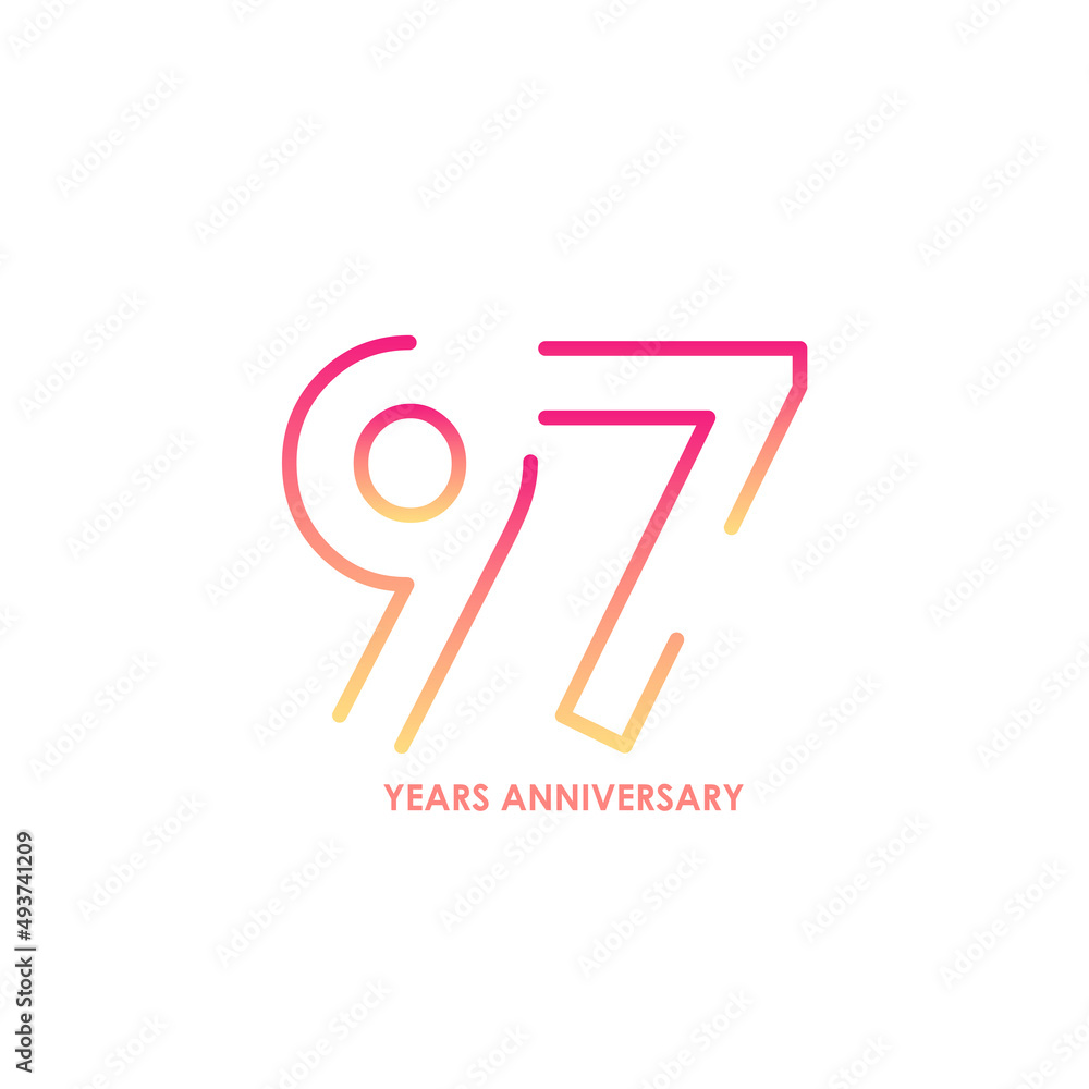 97 anniversary logotype with gradient colors for celebration purpose ...