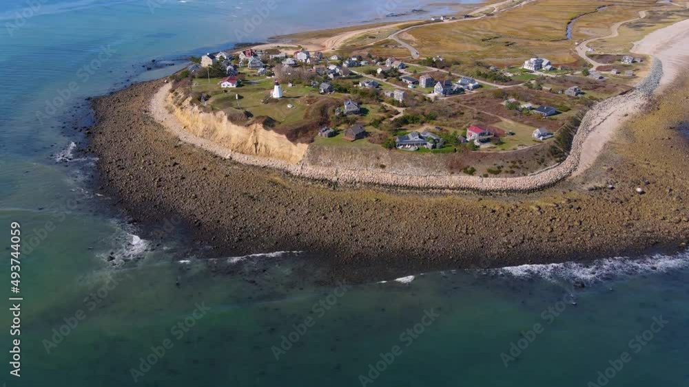 Gurnet Lighthouse and village of Gurnet Point aerial view in fall at ...