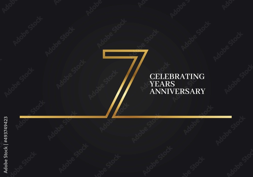 7 Years Anniversary logotype with golden colored font numbers made of ...
