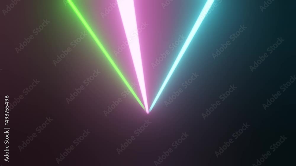 Vidéo Stock Colorful laser beams in dark proceeding from one point. 3D ...