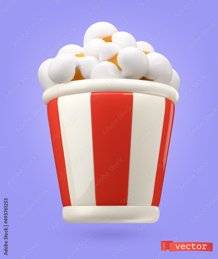 3d icon. Popcorn vector render object Stock Vector | Adobe Stock