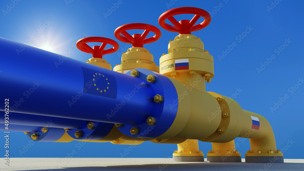 Valves on the main gas pipelines between Europe and Russia - 3D ...