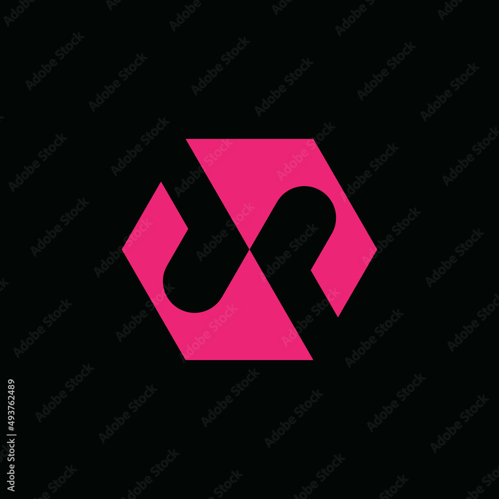 Modern letter S and P logo with negative space style of hexagon shape ...