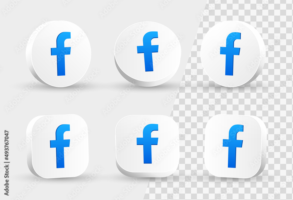 3d facebook logo in modern circle, square for Social media 3d icons ...