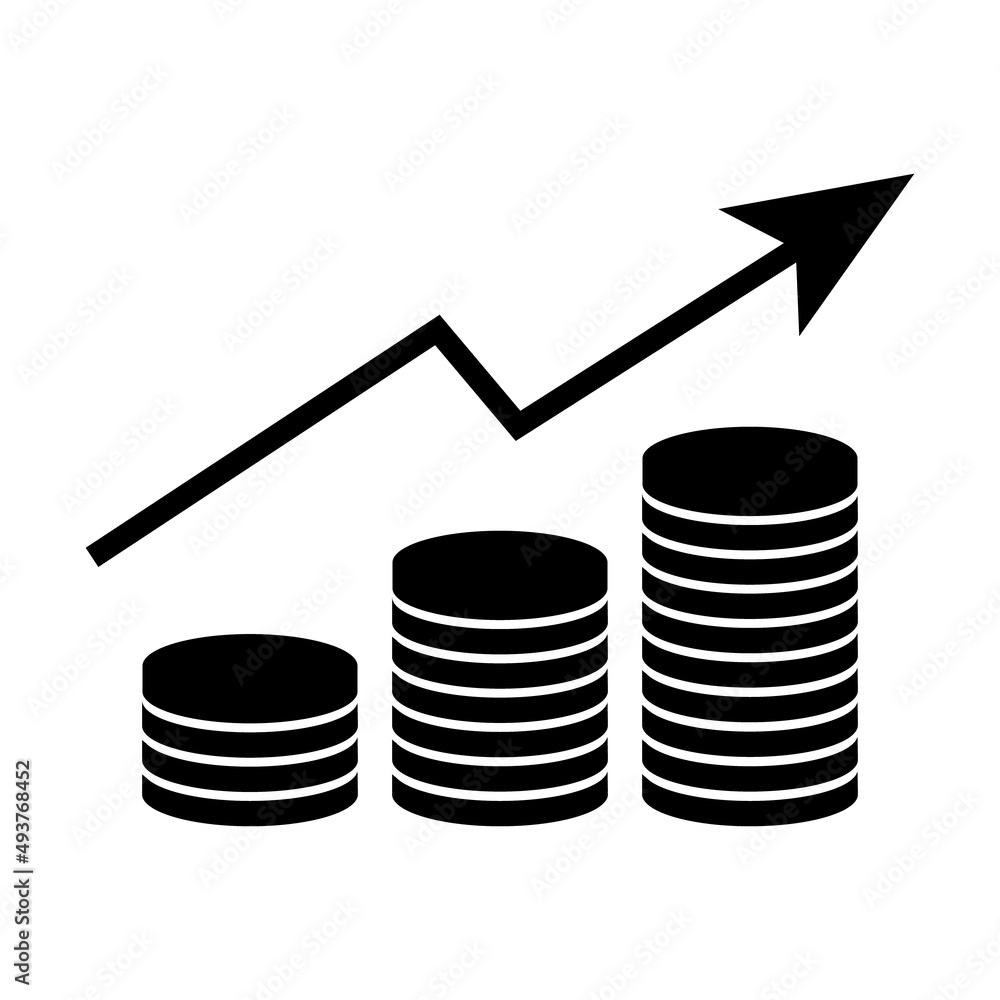 Business growth icon. Increasing profits symbol isolated on white ...