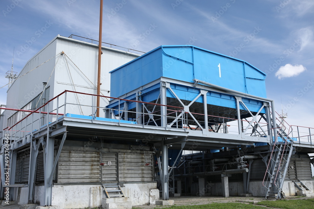 Gas transportation system. Booster pumping station for gas. Gas filling ...