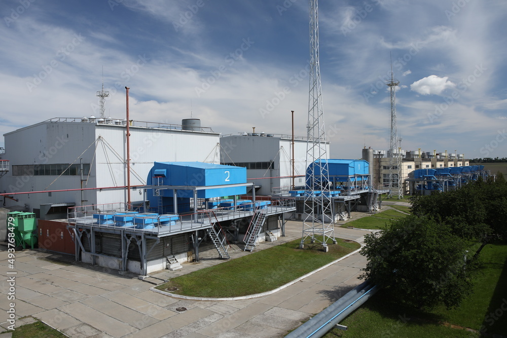 Gas transportation system. Booster pumping station for gas. Gas filling ...