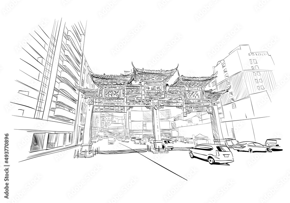 Manila. Philippines.Urban sketch. Hand drawn vector illustration. Stock ...