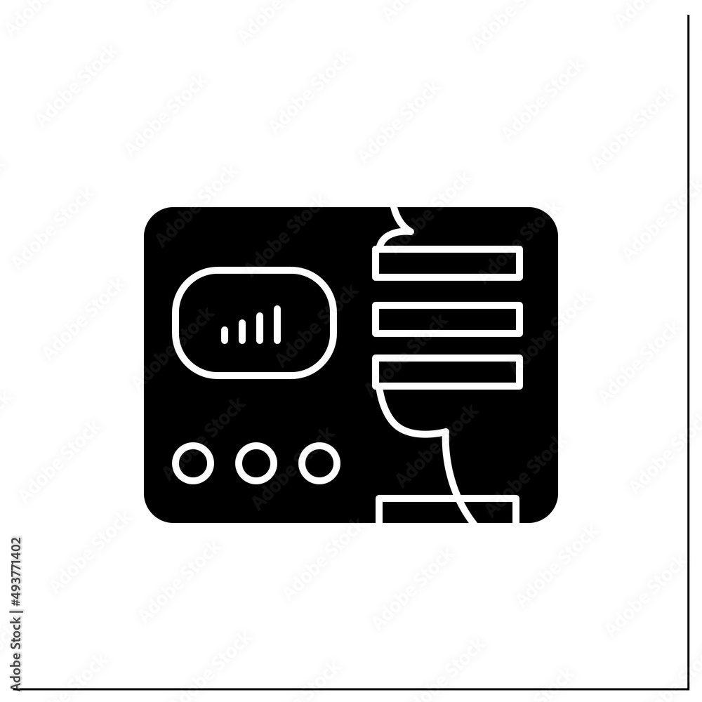 Air pollution sensor glyph icon. Device that monitors inside and ...