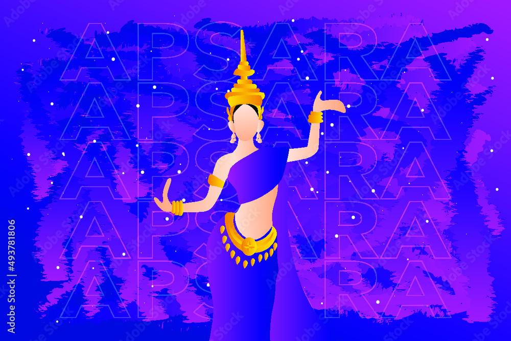 Apsara dancing, Cambodia Apsara drawing isolation background, Apsara ...