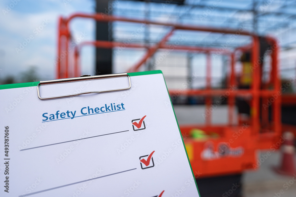 A blank form of "Safety Checklist", using to inspect the machine ...