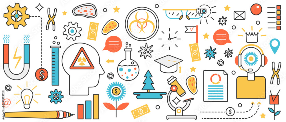 Theoretical science study and experiments. Abstract research technology ...