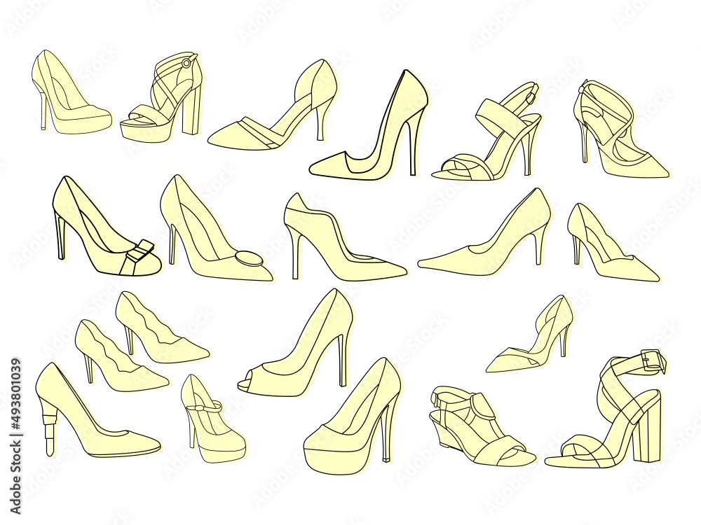 High heels vector. Red high heel women shoes vector. Silhouette drawing ...