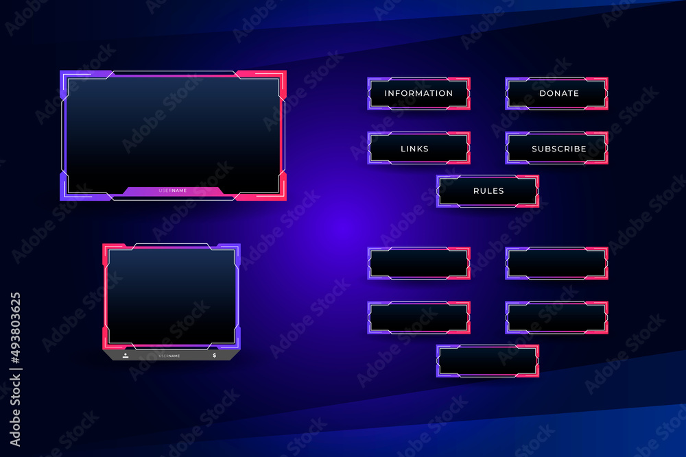 Twitch overlay gamer concept and streamer border Stock Vector | Adobe Stock