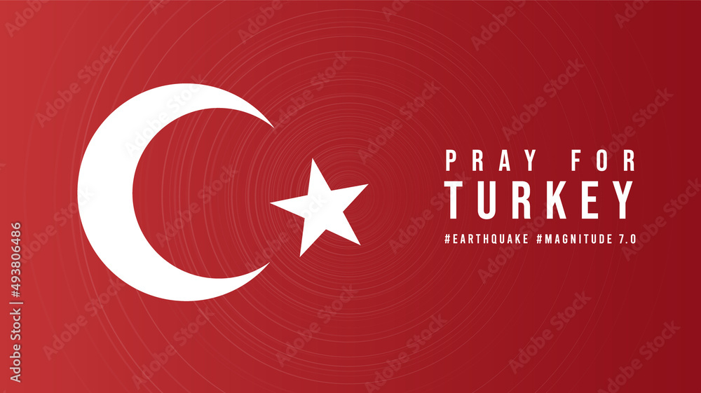 Pray for Turkey Message with Map on Flag background; design for Support ...