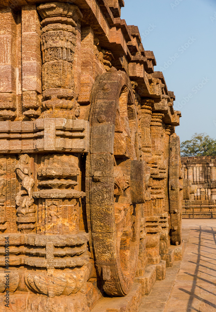 800 year old Sun Temple, designed as a chariot consisting of 24 wheels ...