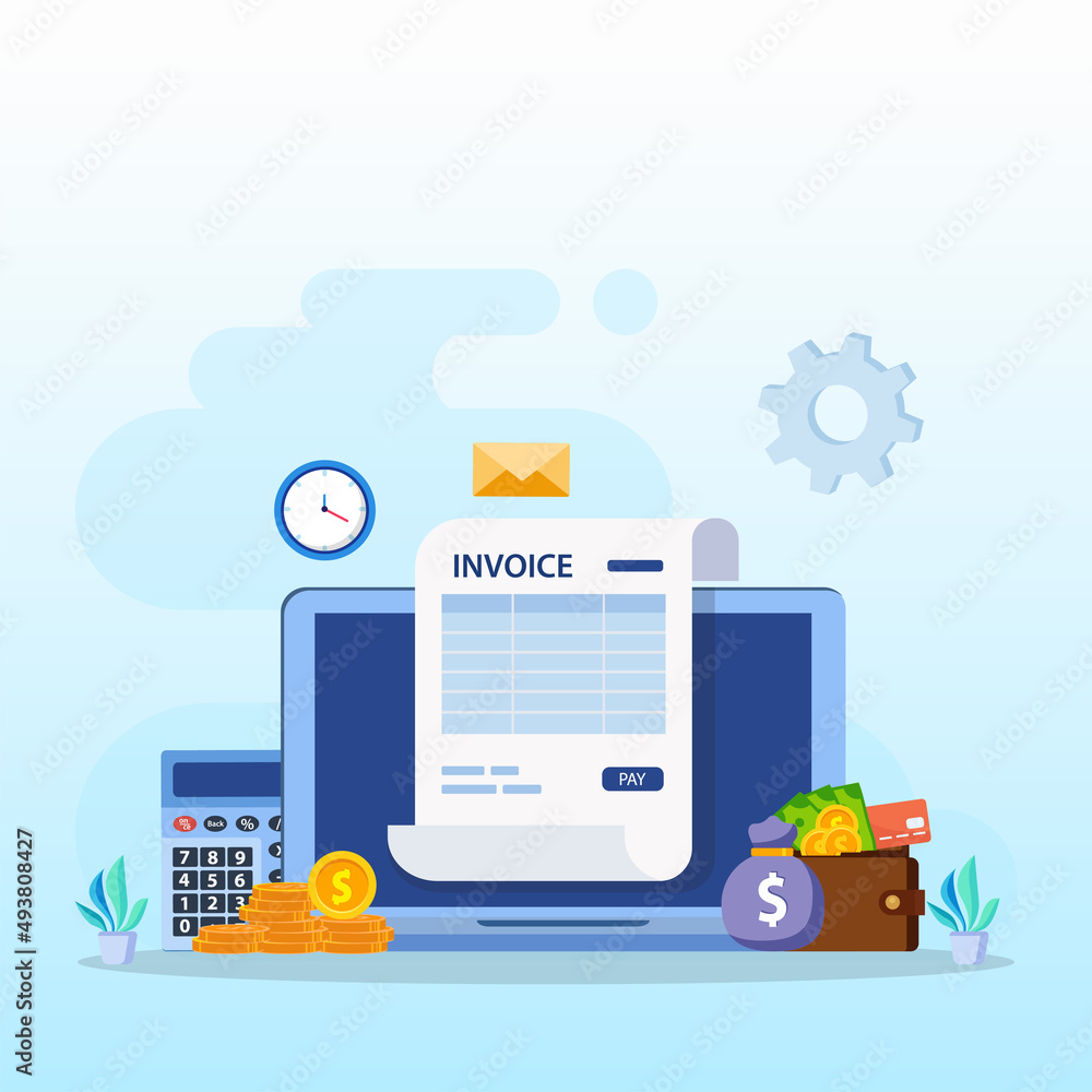 Online digital invoices concept vector. Sending and Receiving Payment ...