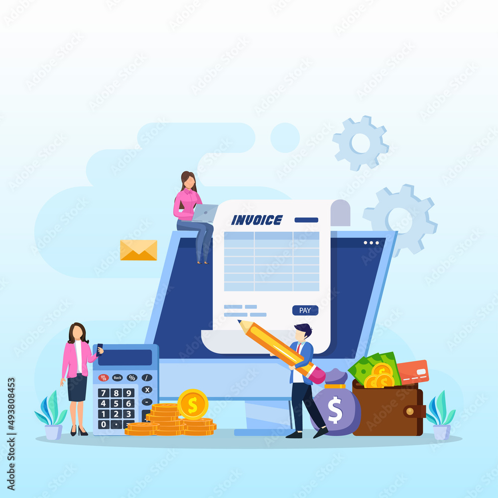 Online digital invoices concept vector. Sending and Receiving Payment ...