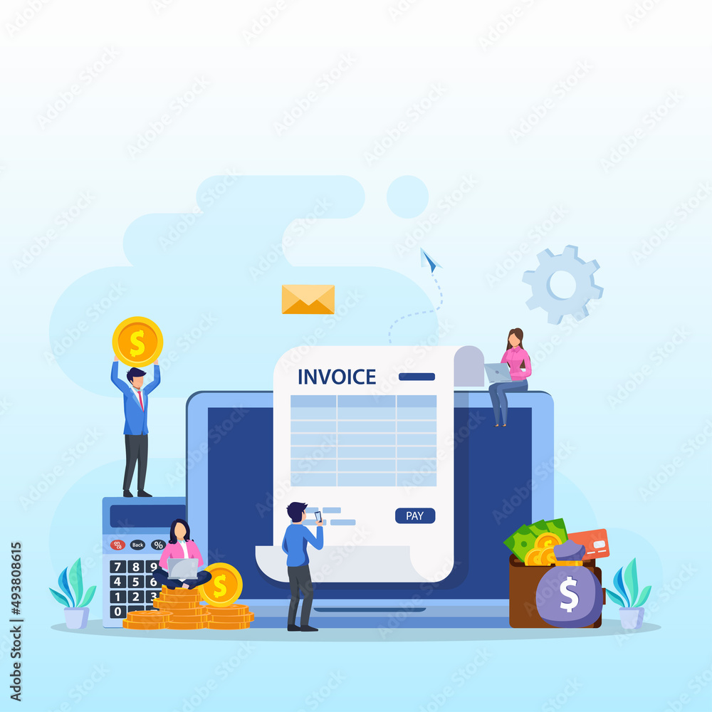 Online digital invoices concept vector. Sending and Receiving Payment ...