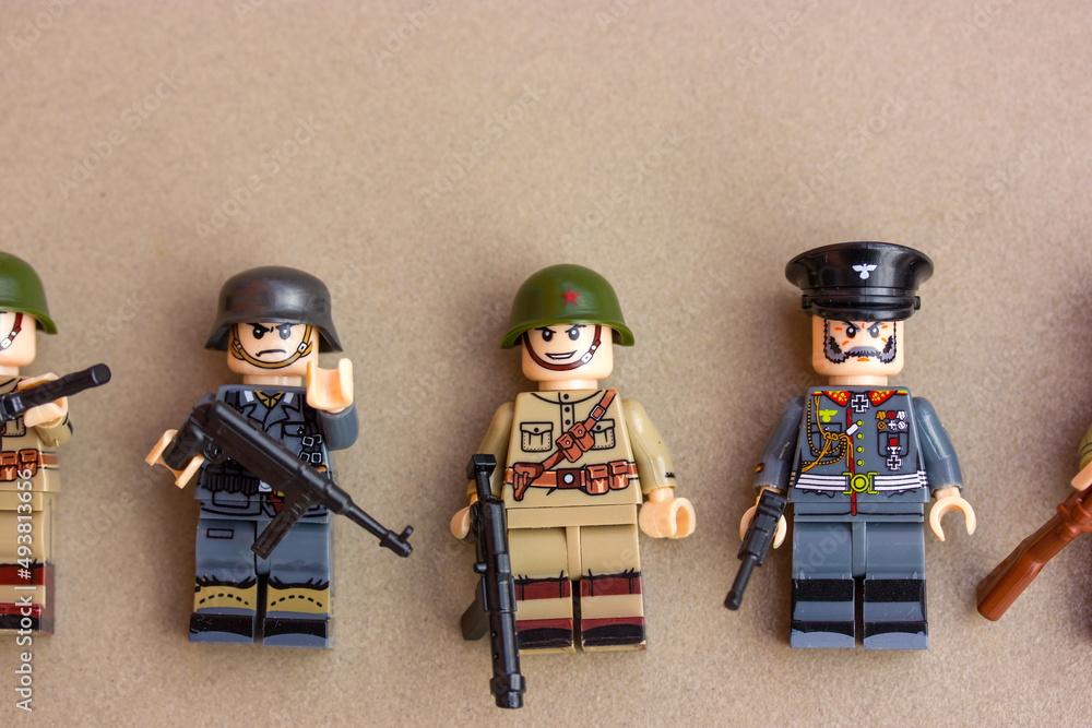 Kyiv, Ukraine. March 9, 2022. LEGO soldiers Second World War. Toy ...
