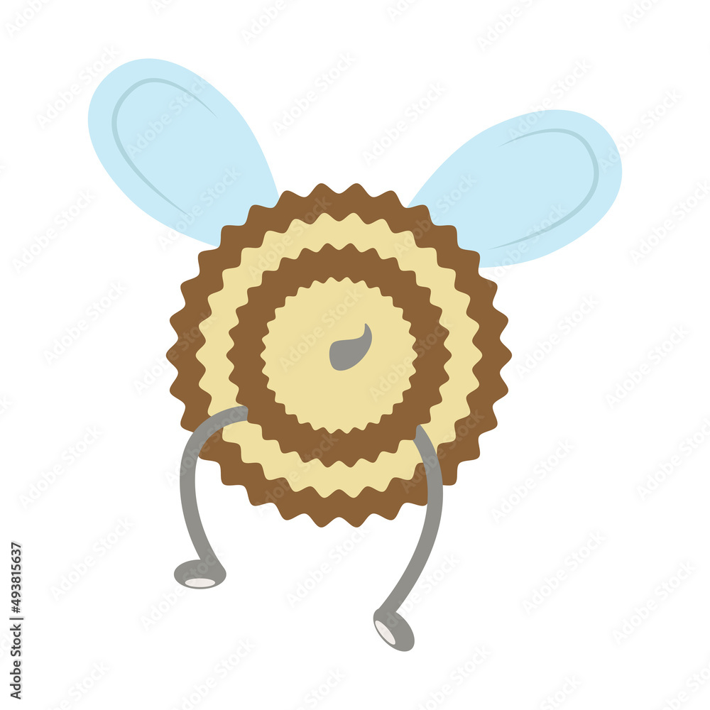 The bee is turned back, one bee. Vector illustration in simple flat ...