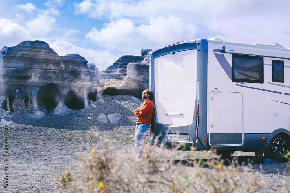 Vacation and travel lifestyle people and scenic destination place. Man ...