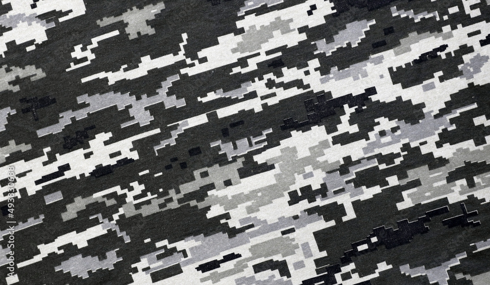 Fabric with texture of Ukrainian military pixeled camouflage. Cloth ...