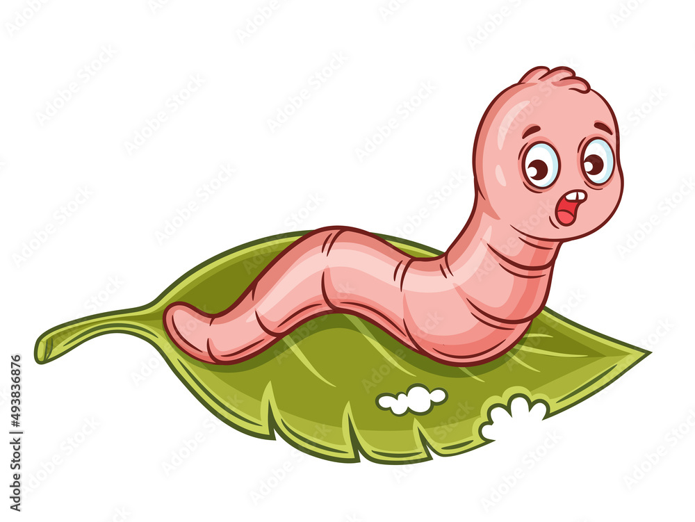 Cute worm, garden pest insect control cartoon icon. Earthworm ...