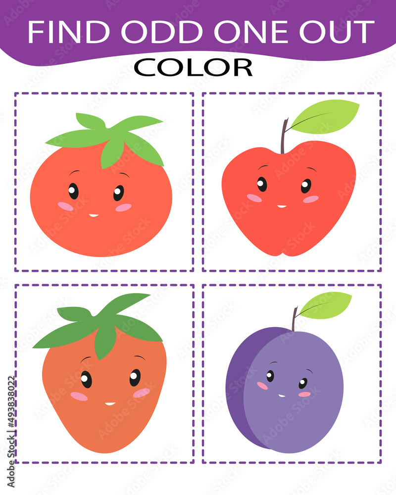 Find odd one out - game for kids to study colors, fruit and vegetables ...