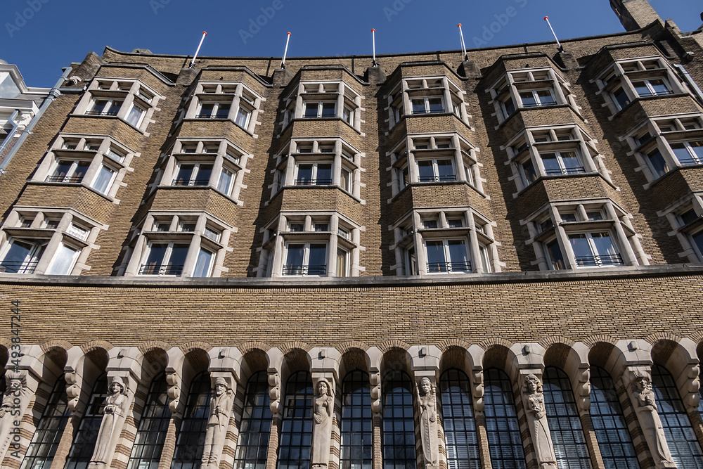 Architectural fragments of American Hotel built in 1902 on Leidseplein ...