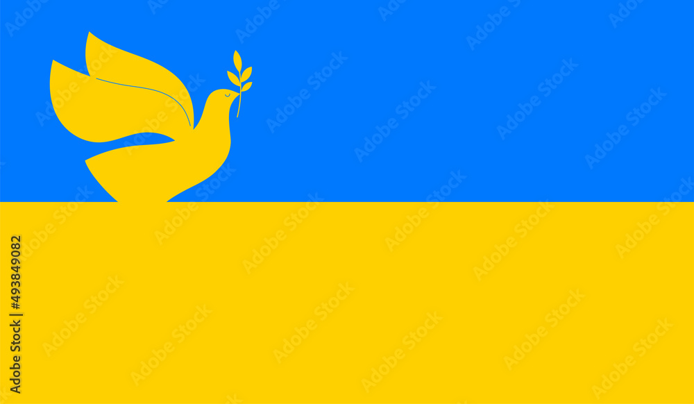 Flying bird, dove as a symbol of peace. Support Ukraine, Stand with ...