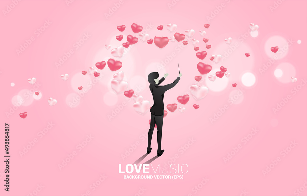 Vector conductor with music melody note dancing flow . Concept ...