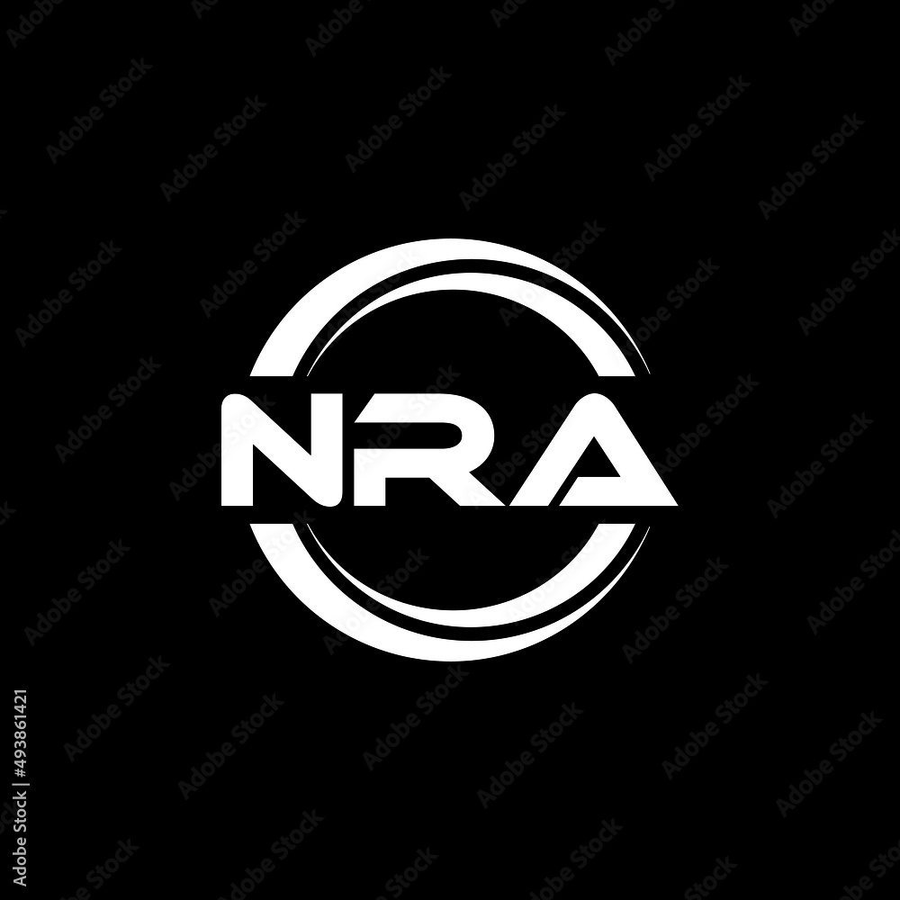 NRA letter logo design with black background in illustrator, vector ...