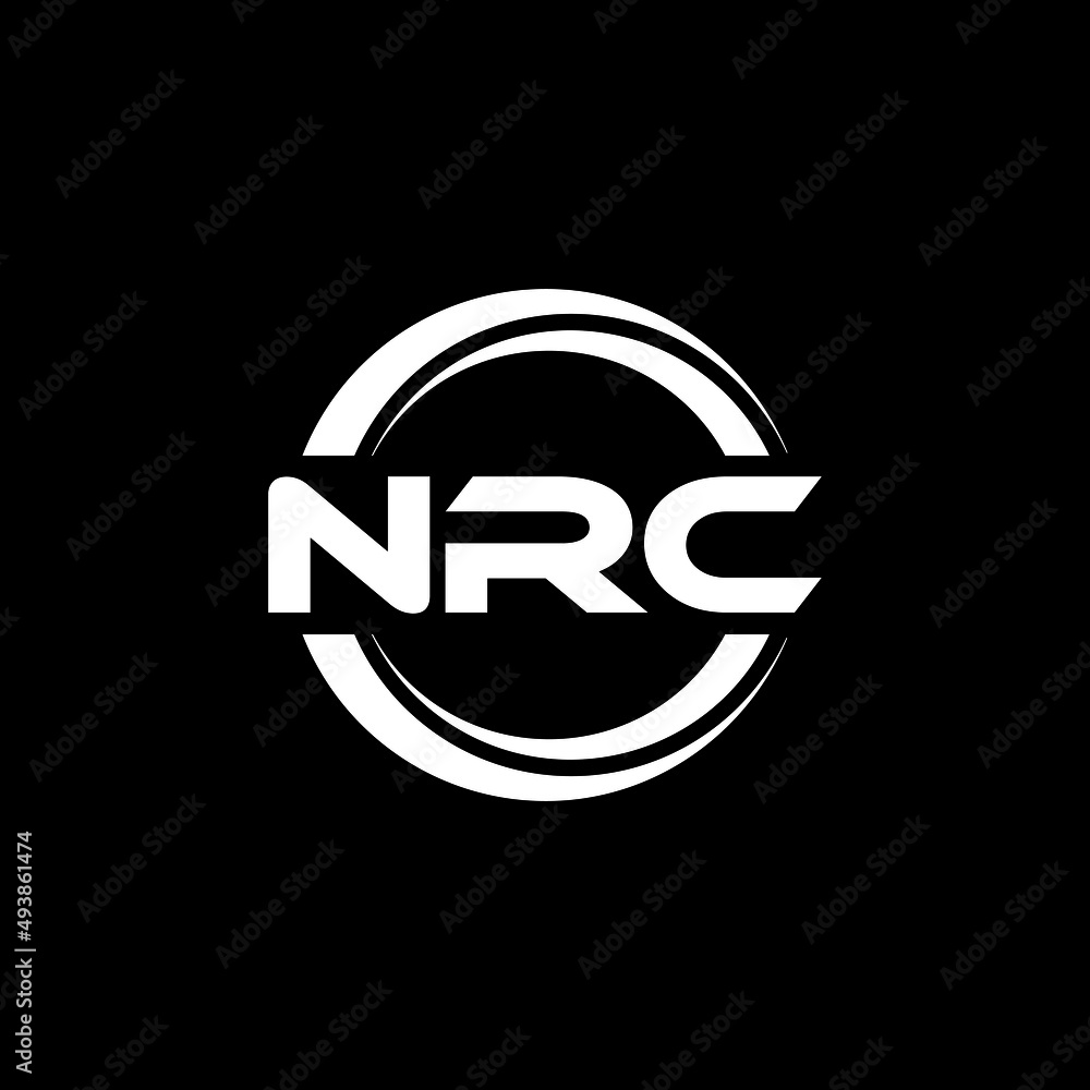 NRC letter logo design with black background in illustrator, vector ...