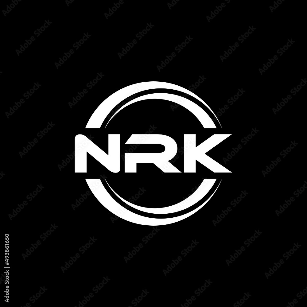 NRK letter logo design with black background in illustrator, vector ...