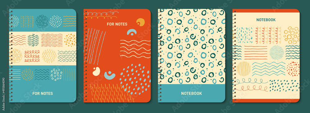 Trendy cover and abstract shape set. Hand drawn oriental pattern design ...