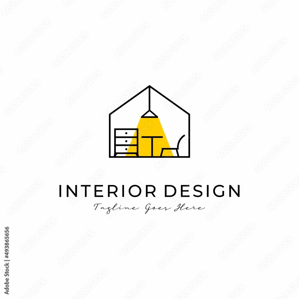 interior room icon logo design minimalist. furniture logo design on ...