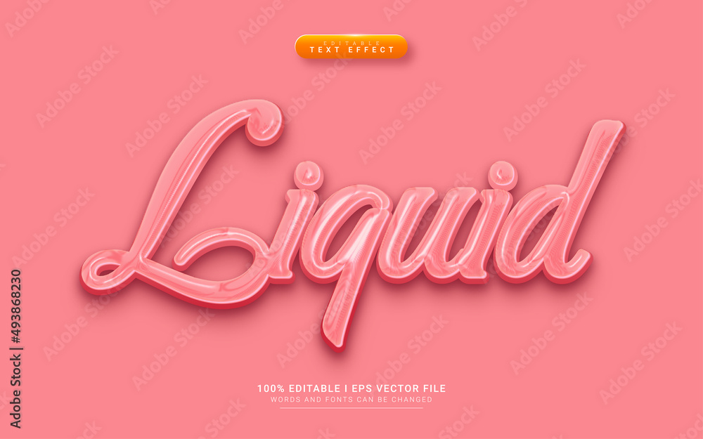 liquid 3d style text effect Stock Vector | Adobe Stock
