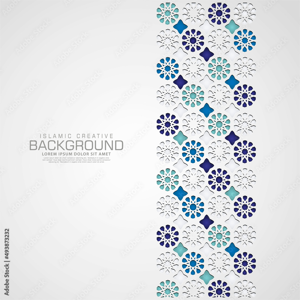 Islamic design greeting card background template with ornamental ...