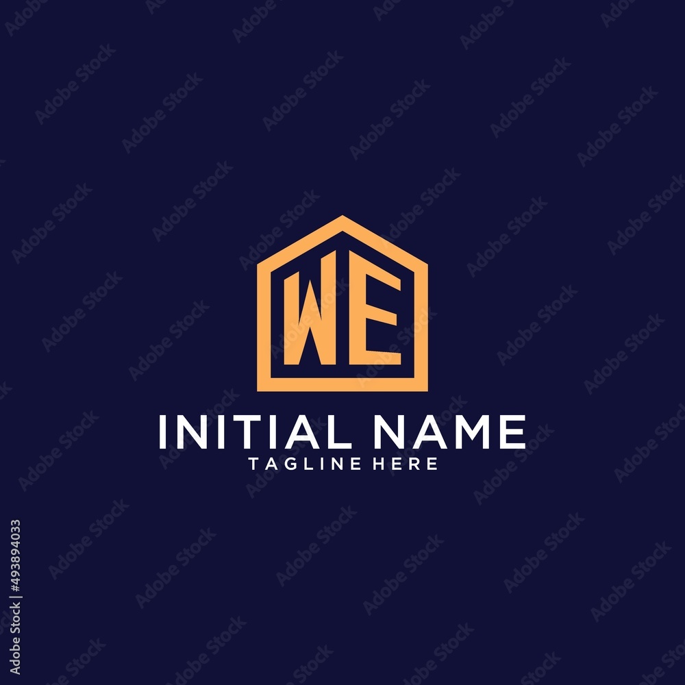 Initial WE logo with abstract home shape, modern minimalist realty logo ...