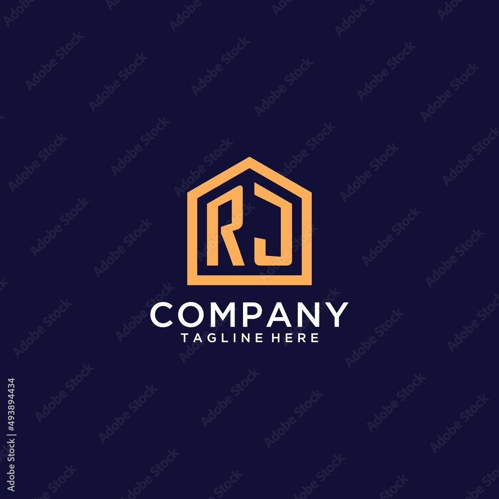 Initial RJ logo with abstract home shape, modern minimalist realty logo ...