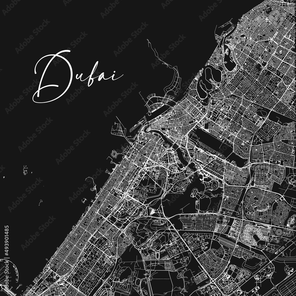 Dubai vector map. Detailed vector map of Dubai city administrative area ...