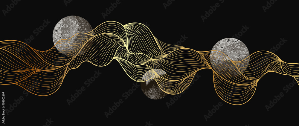 Elegant abstract line art on dark background. Luxury hand drawn with ...