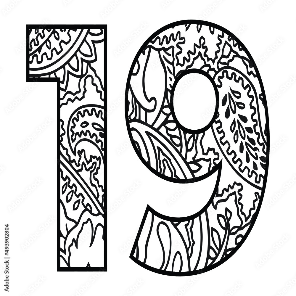 Mandala Number coloring page for kids Stock Vector | Adobe Stock