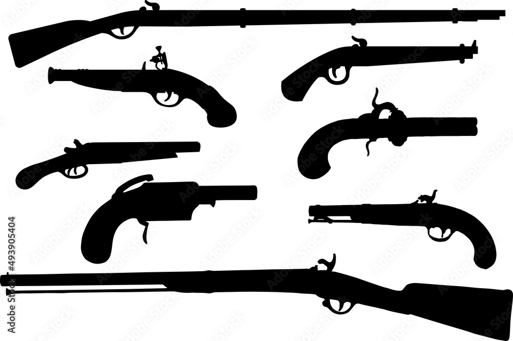 Vintage Firearms Silhouettes Vintage Firearms SVG EPS PNG Stock Vector ...
