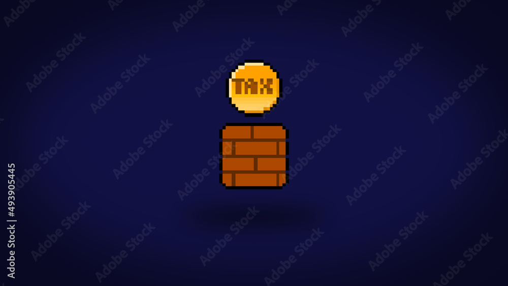 Pixel Tax coin from gaming block background - high res 4k wallpaper ...